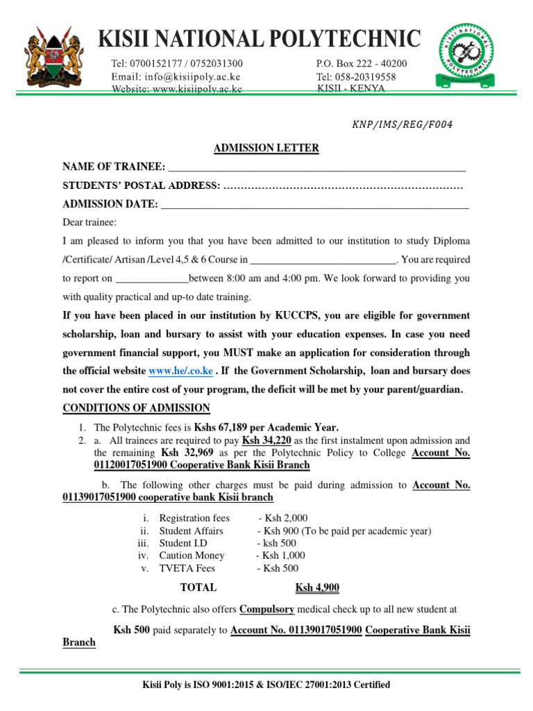 Admission Letter 2023.docx | PDF