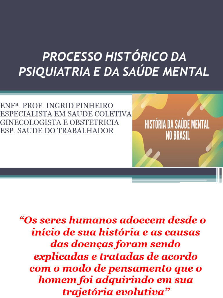 História da Psiquiatria e Saúde Mental | PDF | Psiquiatria | Distúrbio ...