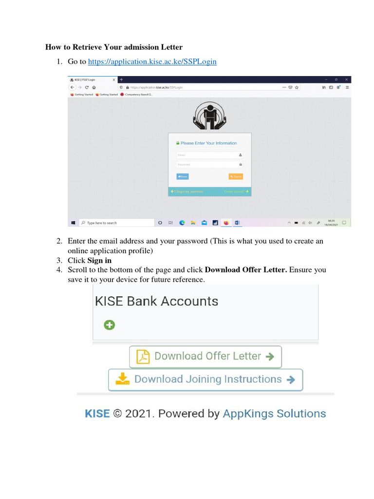 How To Retrieve Your Admission Letter | PDF