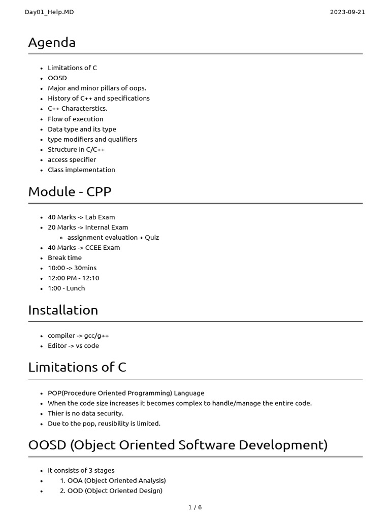 C++ Programming Basics and OOP Concepts | PDF | Teaching Methods & Materials | Computers
