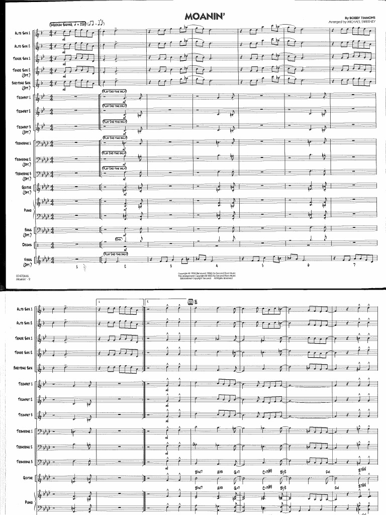 Moanin (B. Timmons, Arr. M. Sweeney) (SCORE) | PDF