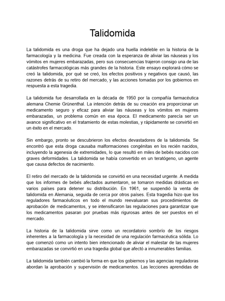 Talidomida | PDF | Especialidades Medicas | Tratamientos médicos