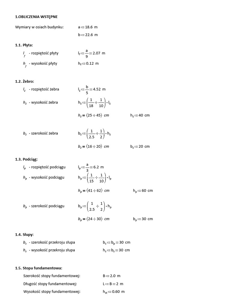 Obliczenia Przykładowy Projekt | PDF