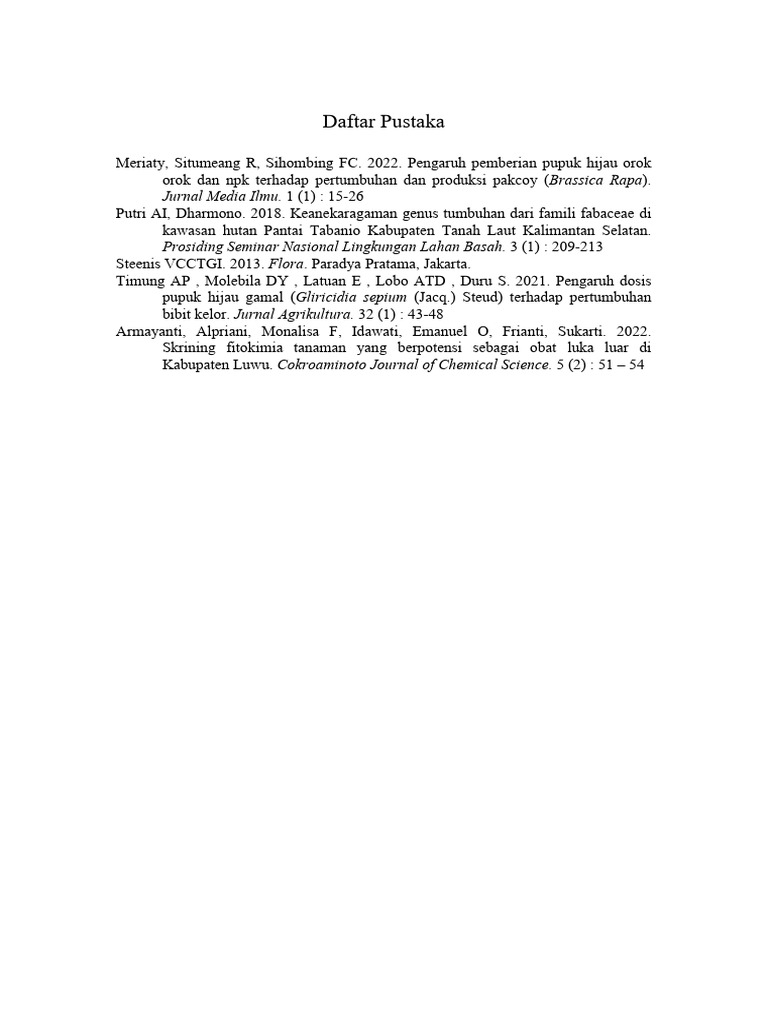 Daftar Pustaka Putri Malu | PDF