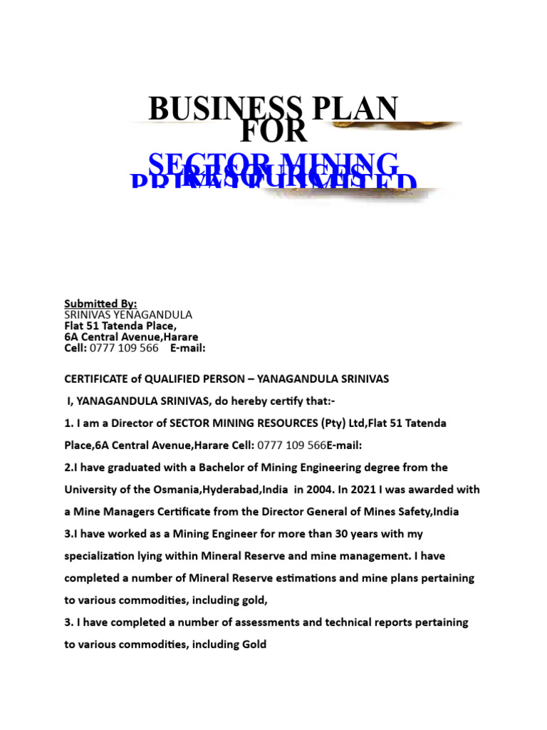 Sector Mining Resources Mining Gold Plan | PDF | Mining | Gold