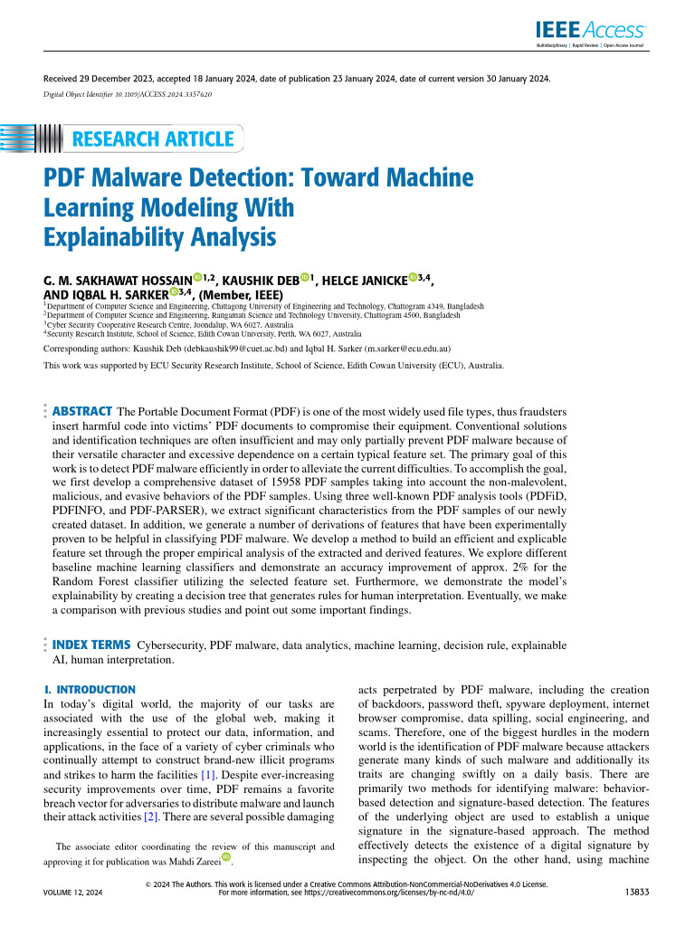 Pdf Malware Detection Toward Machine Learning Modeling With Explainability Analysis Pdf