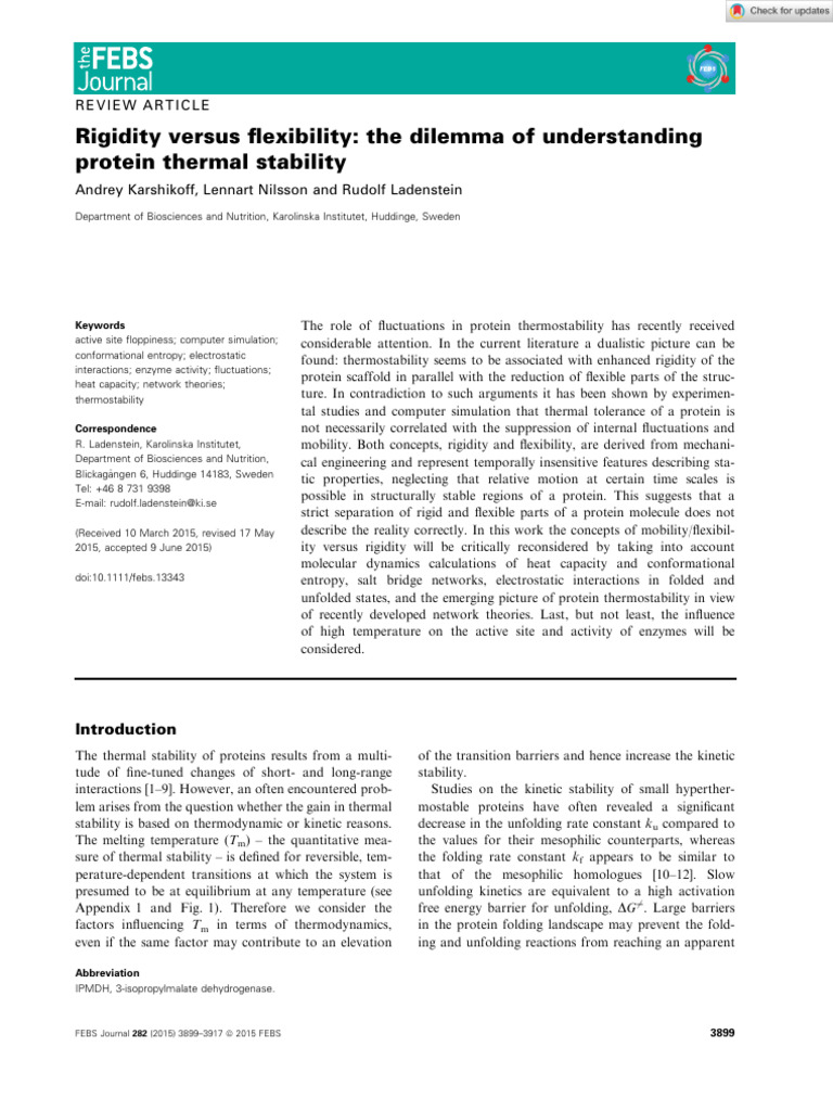 The FEBS Journal - 2015 - Karshikoff - Rigidity Versus Flexibility The ...