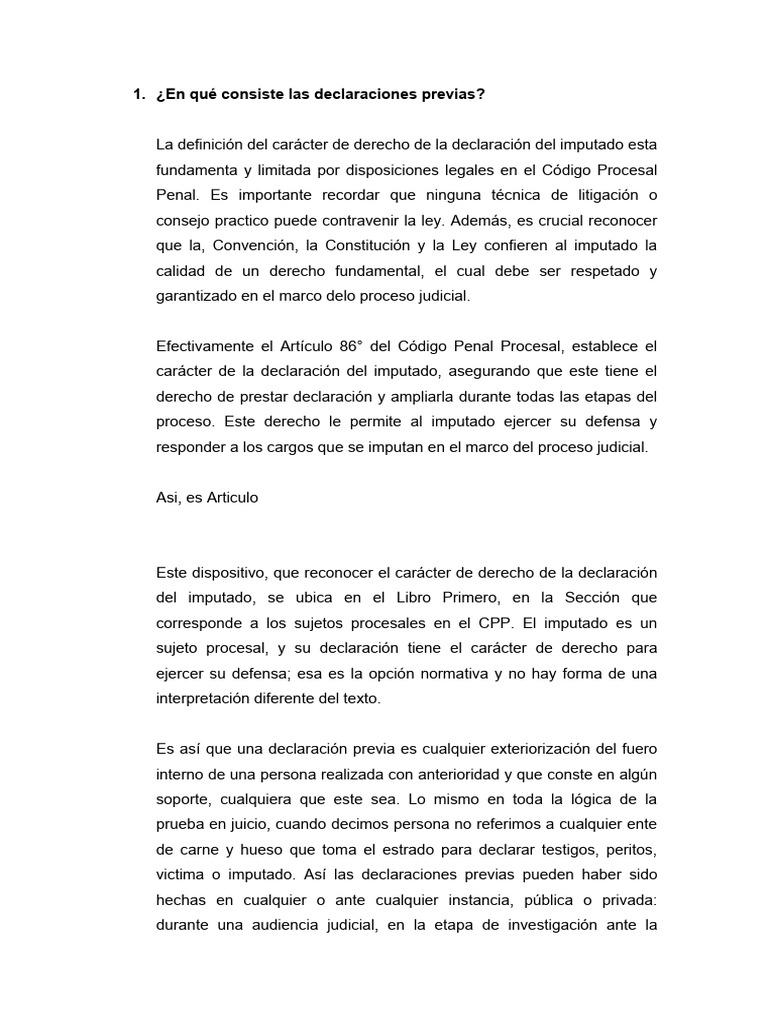 Declaraciones Previas y Contraexamen en Juicio | PDF | Fiscal | Testigo