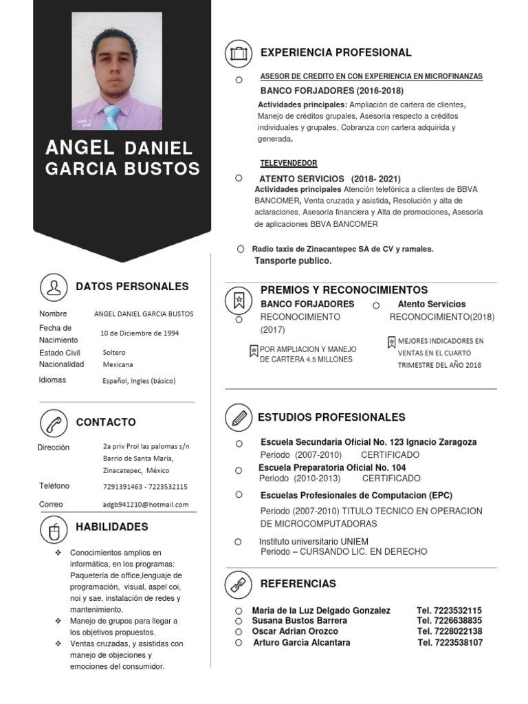 Curriculum Angel Daniel Garcia Bustos | PDF | Informática