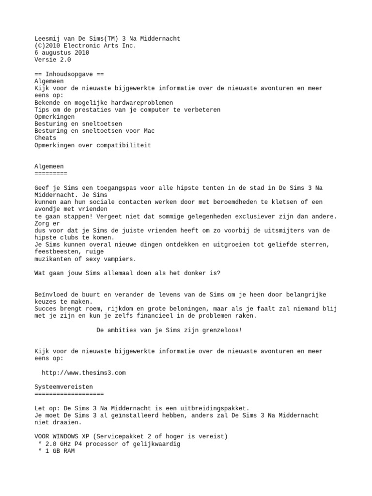De Sims™ 3 Na Middernacht Leesmij | PDF De Sims™ 3 Na Middernacht Leesmij | PDF