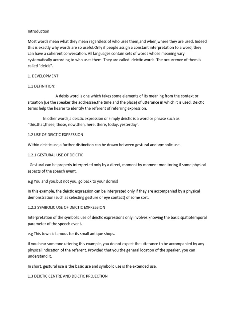 Deixis | PDF | Language Mechanics | Linguistics