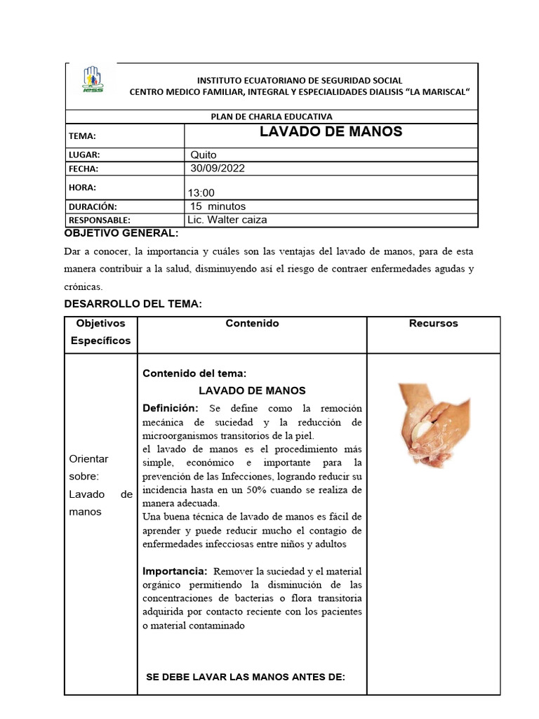 Charla Lavado | PDF | Lavado de manos | Infección