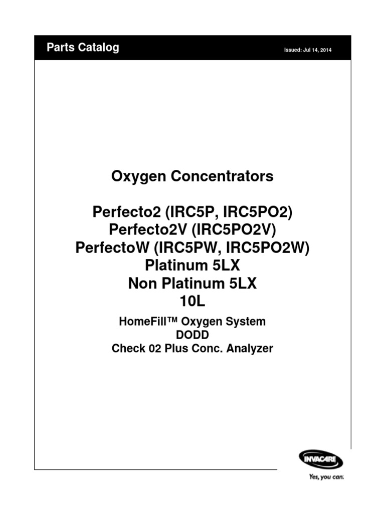 Invacare Perfecto 2, Platinum 5 Concentrator - Spare Part List | PDF