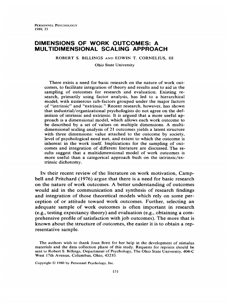 Dimensions of Work Outcomes Multidimensional Scaling Approach | PDF | Motivation | Motivational