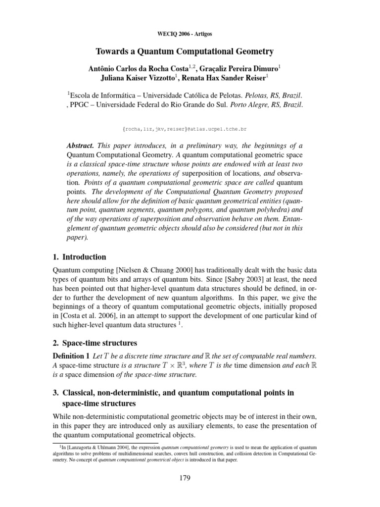 Towards A Quantum Computational Geometry | PDF | Geometry | Quantum Computing
