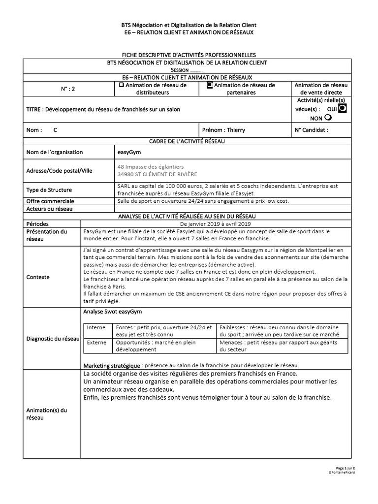 Fiche Animation Reseau Partenaires | PDF