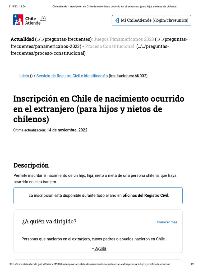 Chileatiende - Inscripción en Chile de Nacimiento Ocurrido en El ...