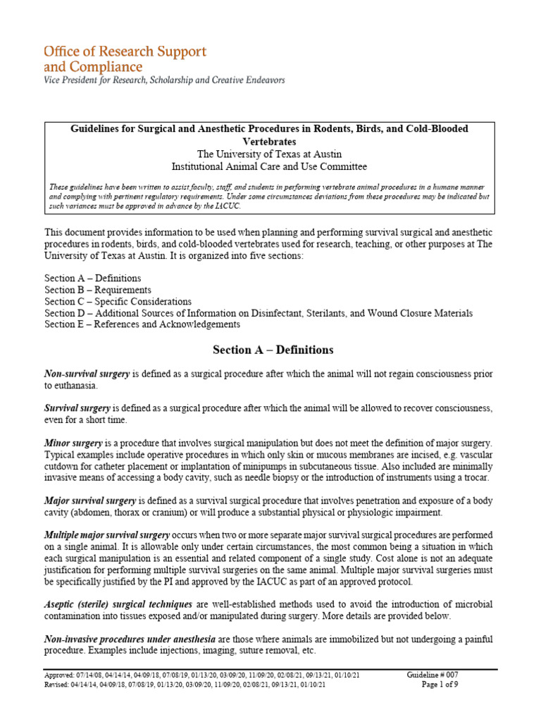 GUIDELINE 07-Surgical and Anesthetic Procedures in Rodents Birds and ...