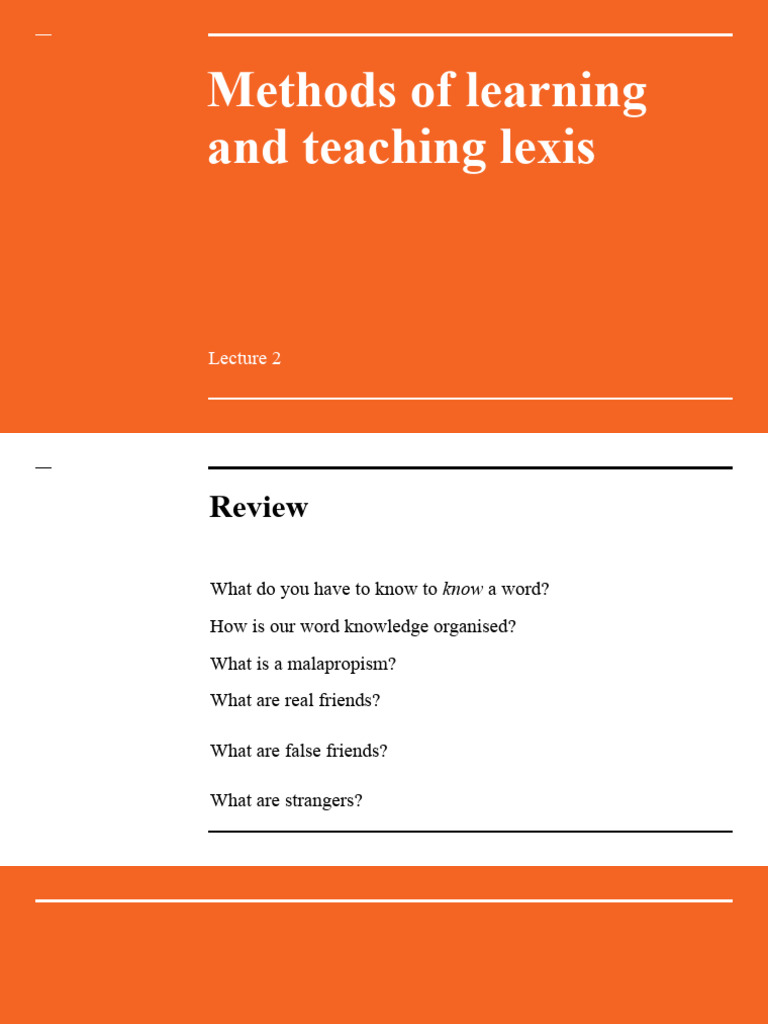 Methods of Learning and Teaching Lexis 2 | PDF | Memory | Learning