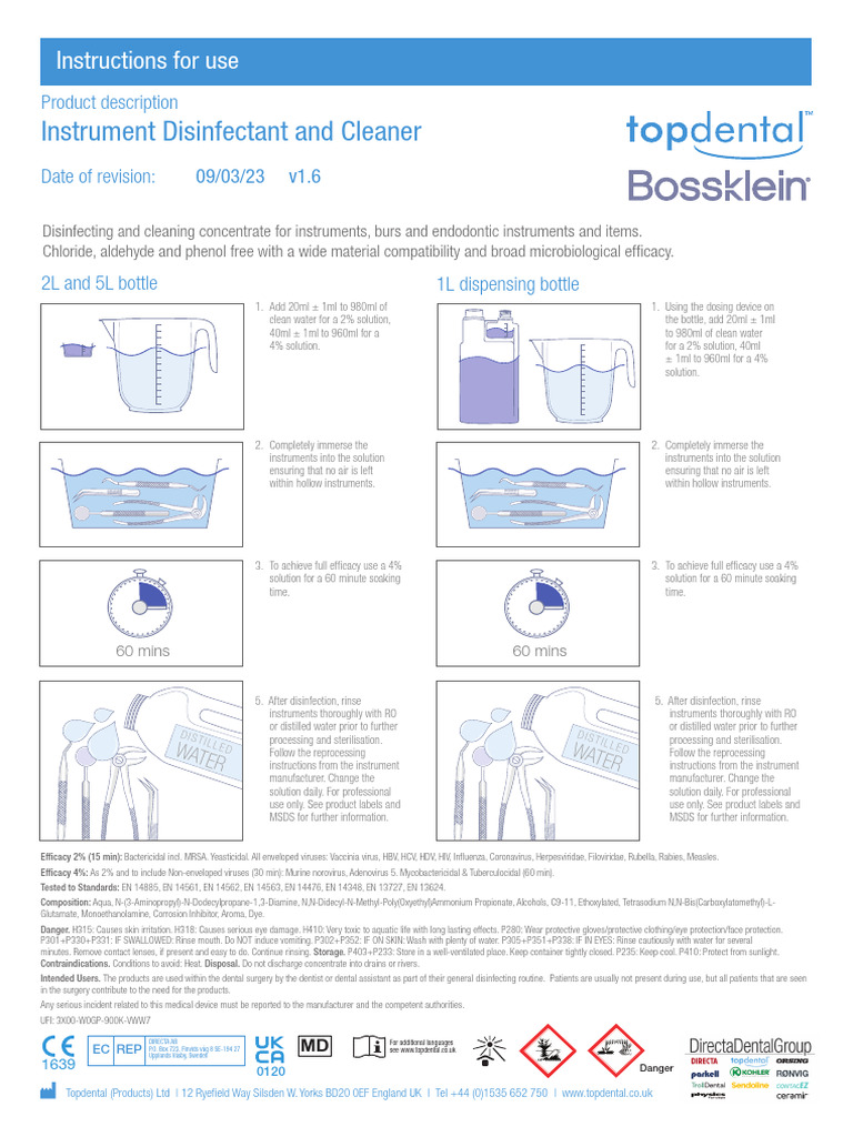 BK Instrument Extra IFU 1 | PDF | Disinfectant | Health Sciences