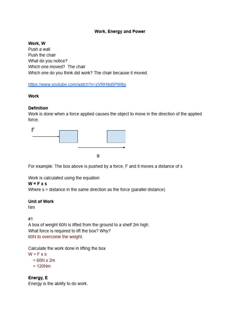 Work Energy and Power | PDF