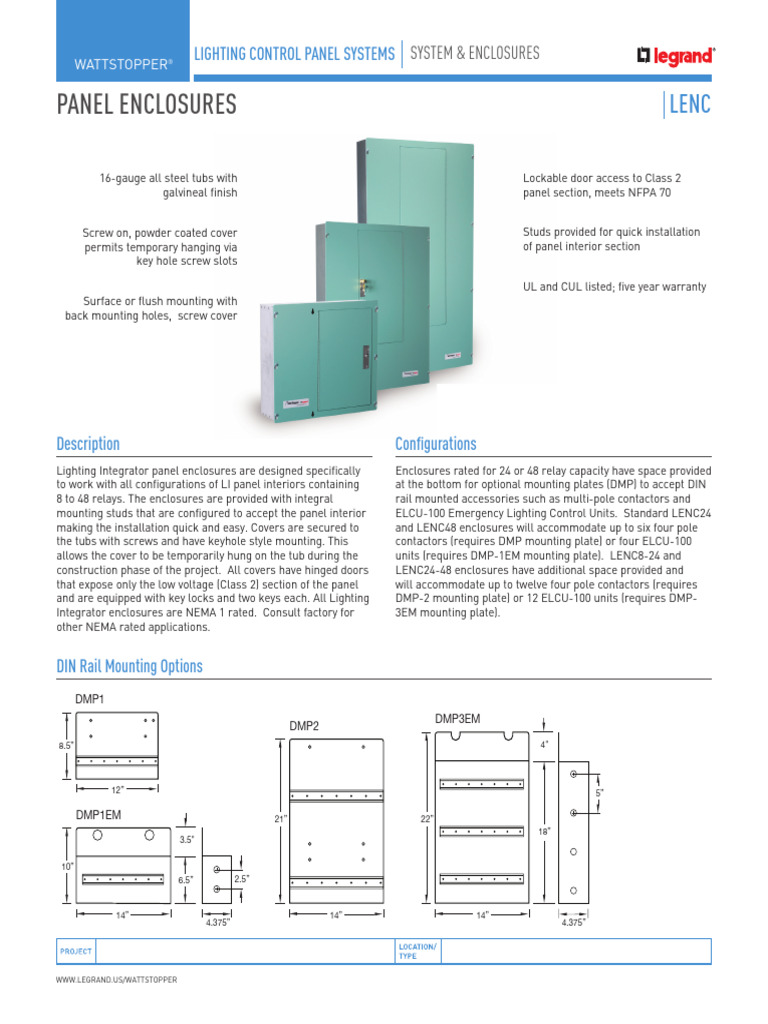 WS Cutsheet Lighting Integrator Panel Enclosures - 10808 | PDF
