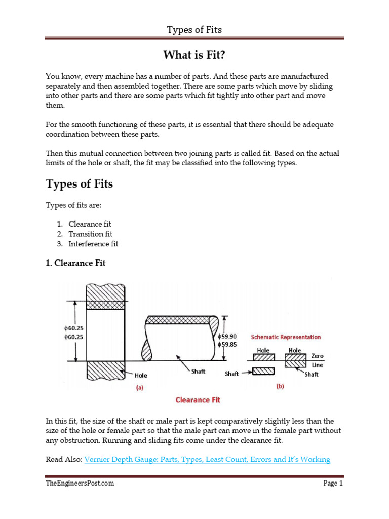 Understanding Types of Fits in Engineering | PDF | Engineering ...