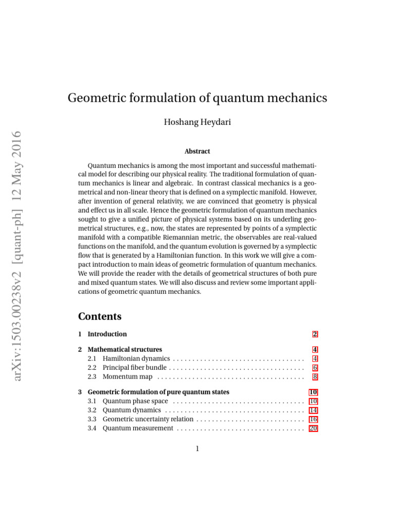 Geometric Formulation of Quantum Mechanics | PDF | Teaching Methods ...
