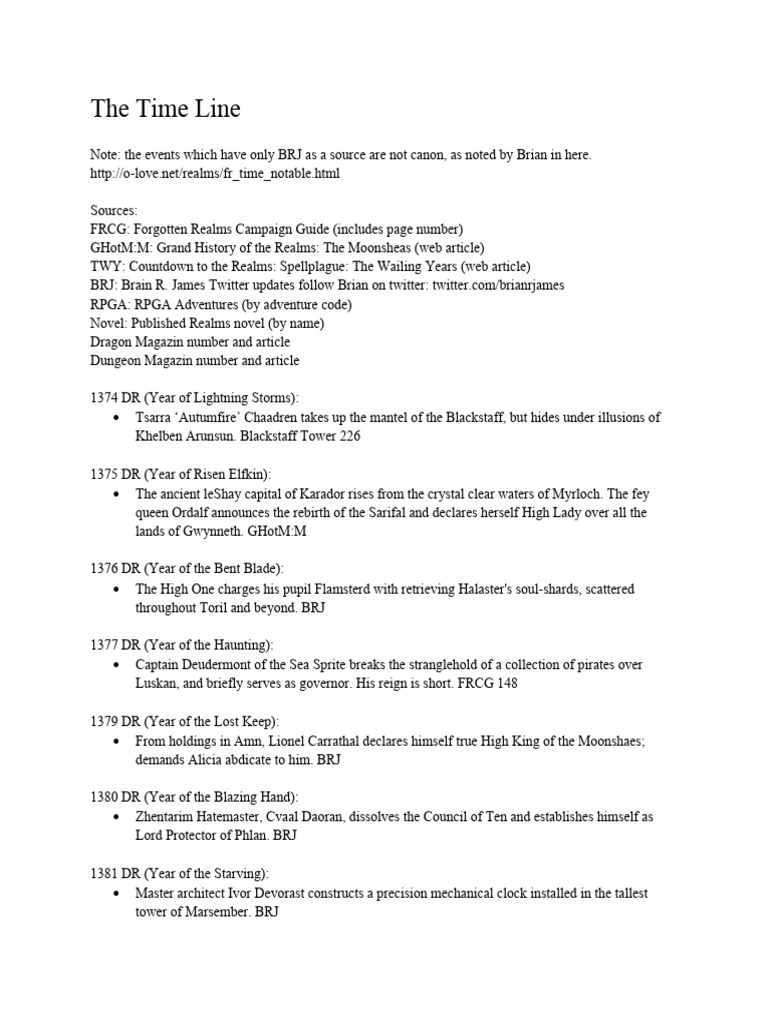 Forgotten Realms Timeline | PDF | History