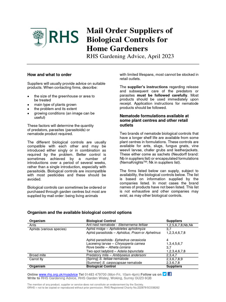 RHS Bio Control Leaflet | Download Free PDF | Biological Pest Control ...
