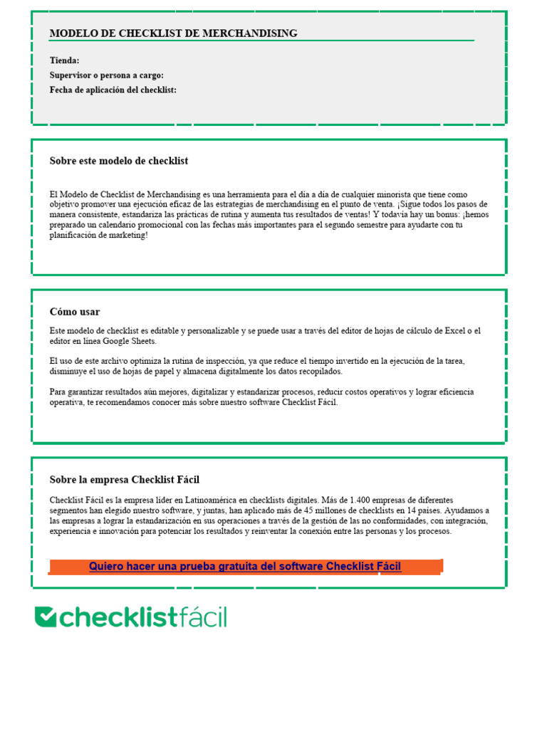 Checklist Merchandising | PDF