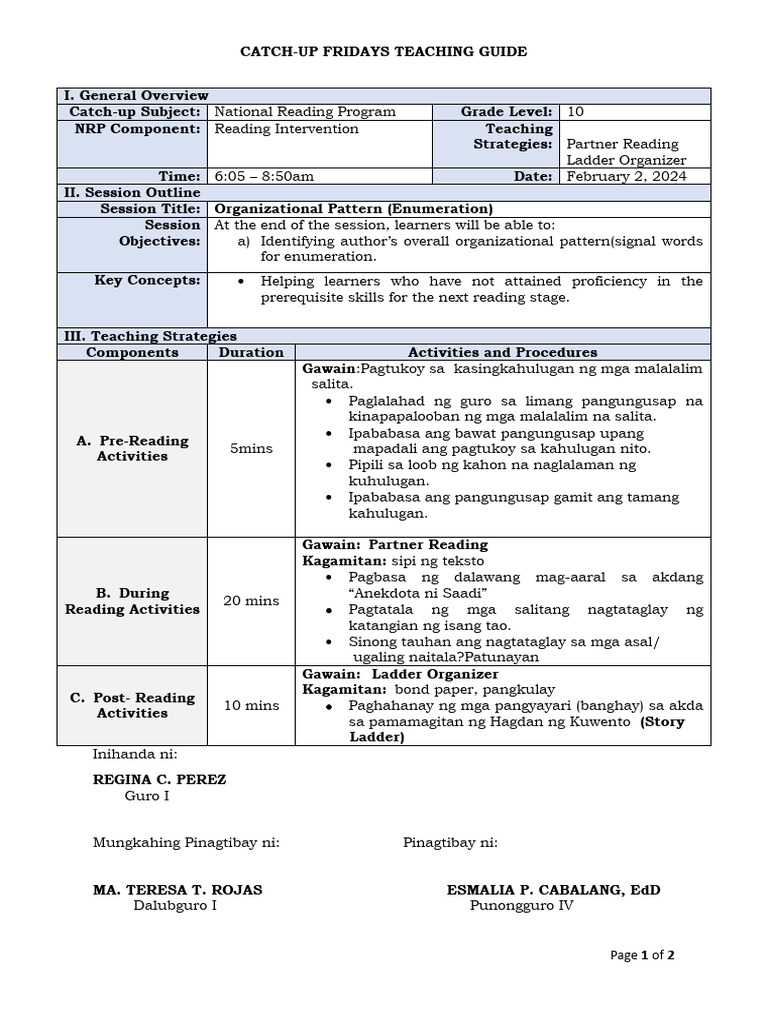 G10 DLL Filipino-Tg Reading-Intervention | PDF