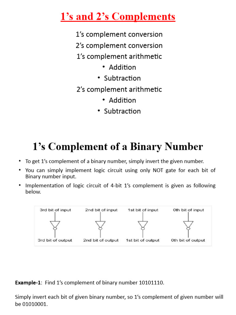 1's and 2's Complements | PDF | Teaching Methods & Materials