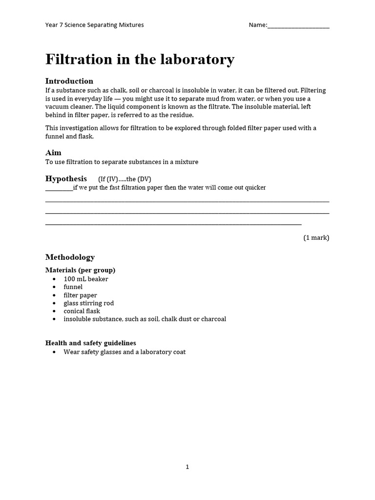 2023 Filtration in The Lab 1 | PDF | Filtration | Chemistry