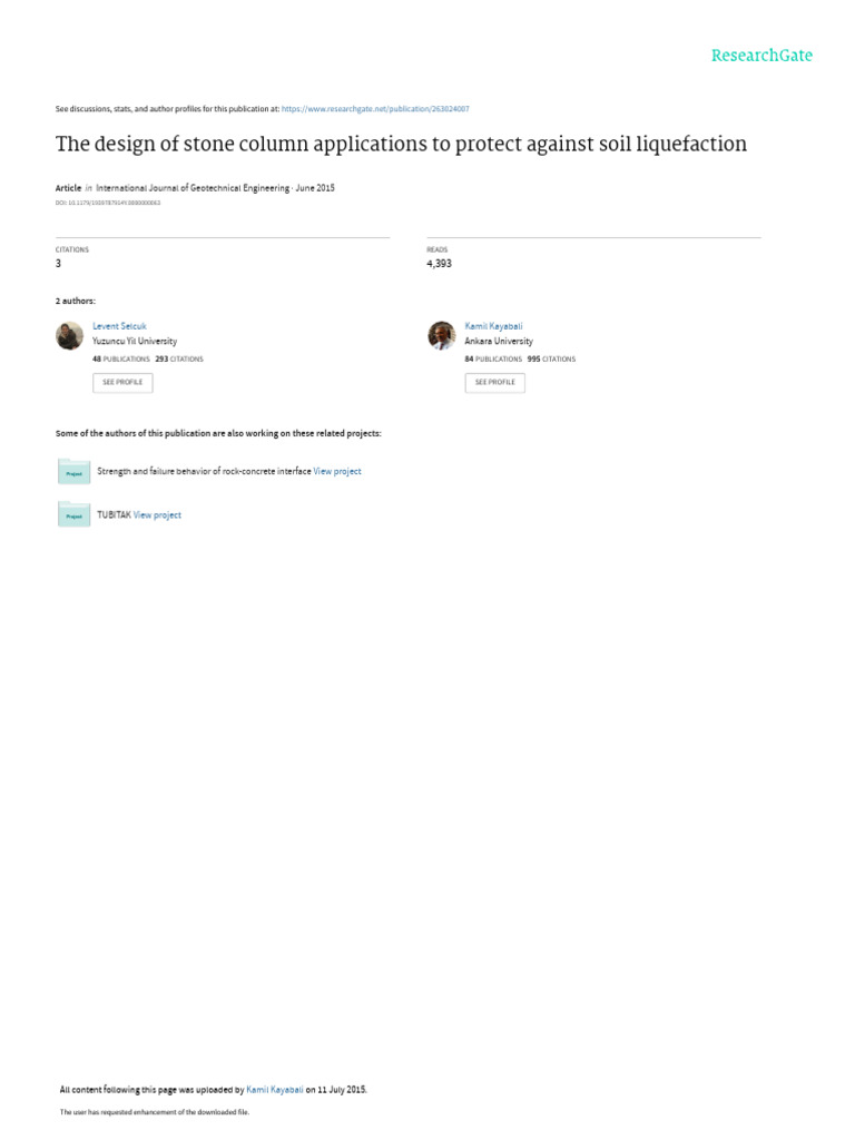 The Design of Stone Column Applications To Protect Against Soil ...