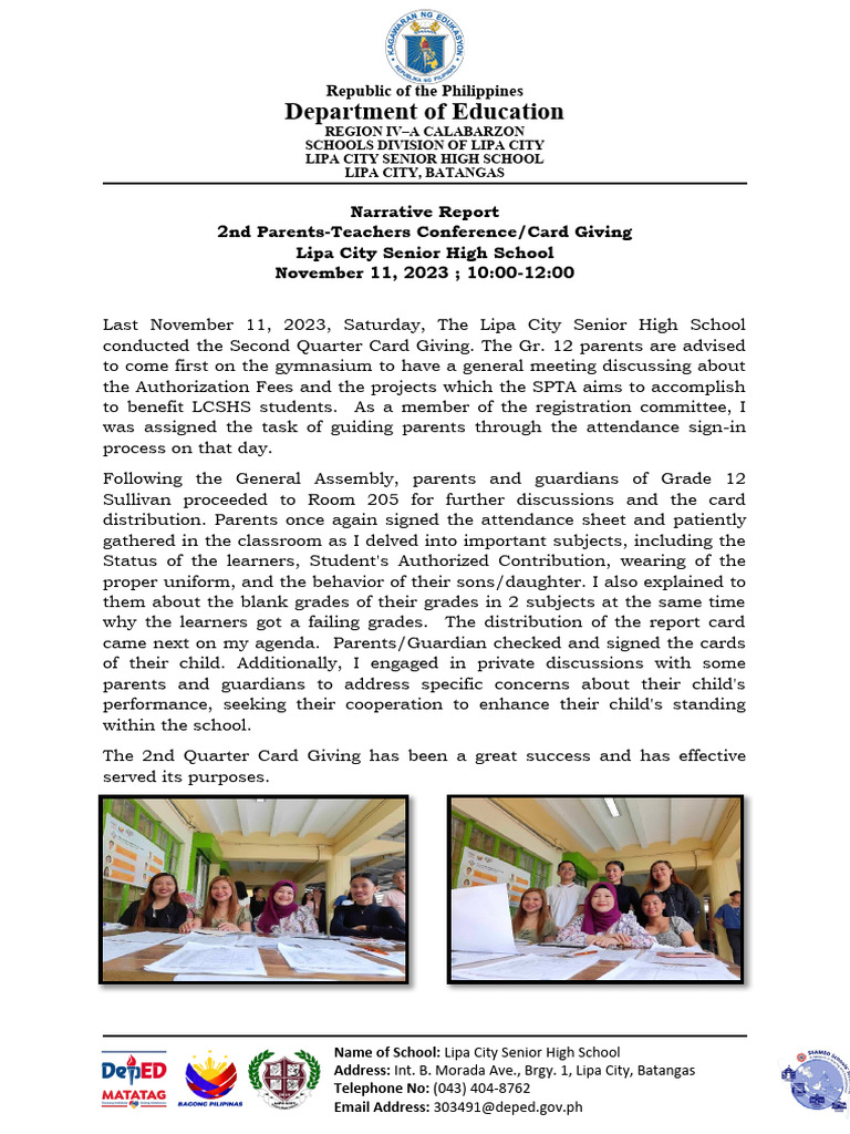 2nd PTC Narrative Report | PDF