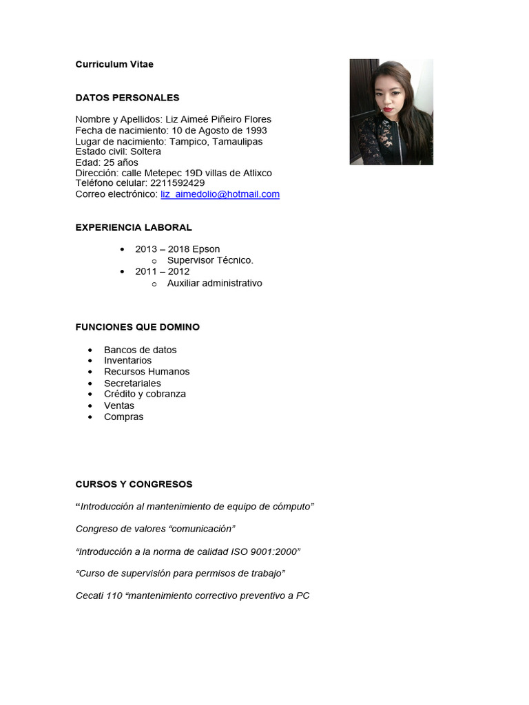 CV Liz Aimee Piñeiro | PDF