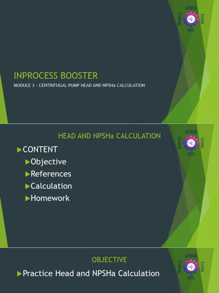 Inprocess Booster Module 3 Head And Npsha Calculation Pdf 