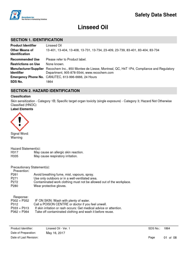 SDS Linseed Oil | PDF