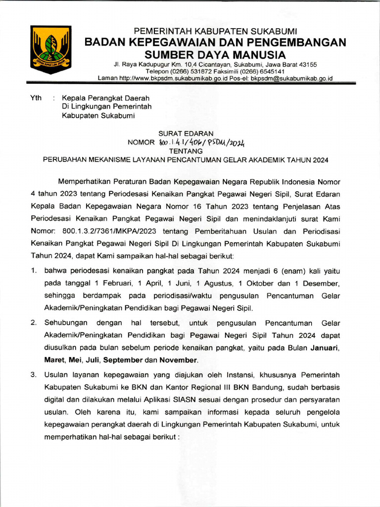 D. 070. Bkpsdm. Surat Edaran | PDF