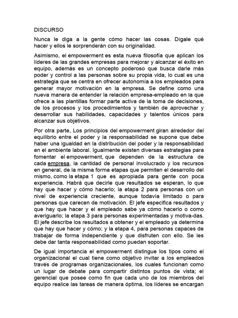 Discurso 1 | PDF | Toma de decisiones | Business