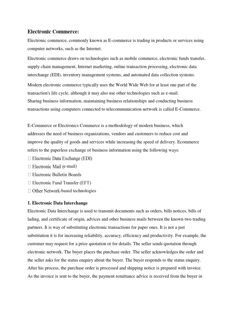 Electronic Commerce | PDF | Business | Technology & Engineering