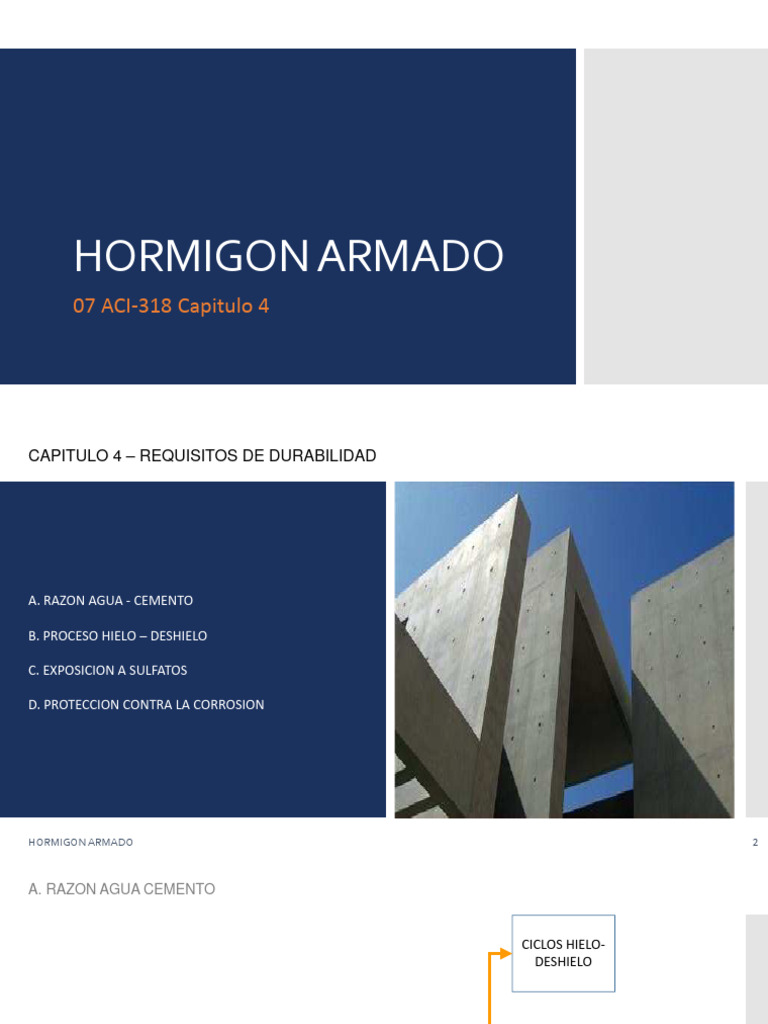 HORMIGON ARMADO 07 ACI 318 Capitulo 4 | PDF | Hormigón | Cemento