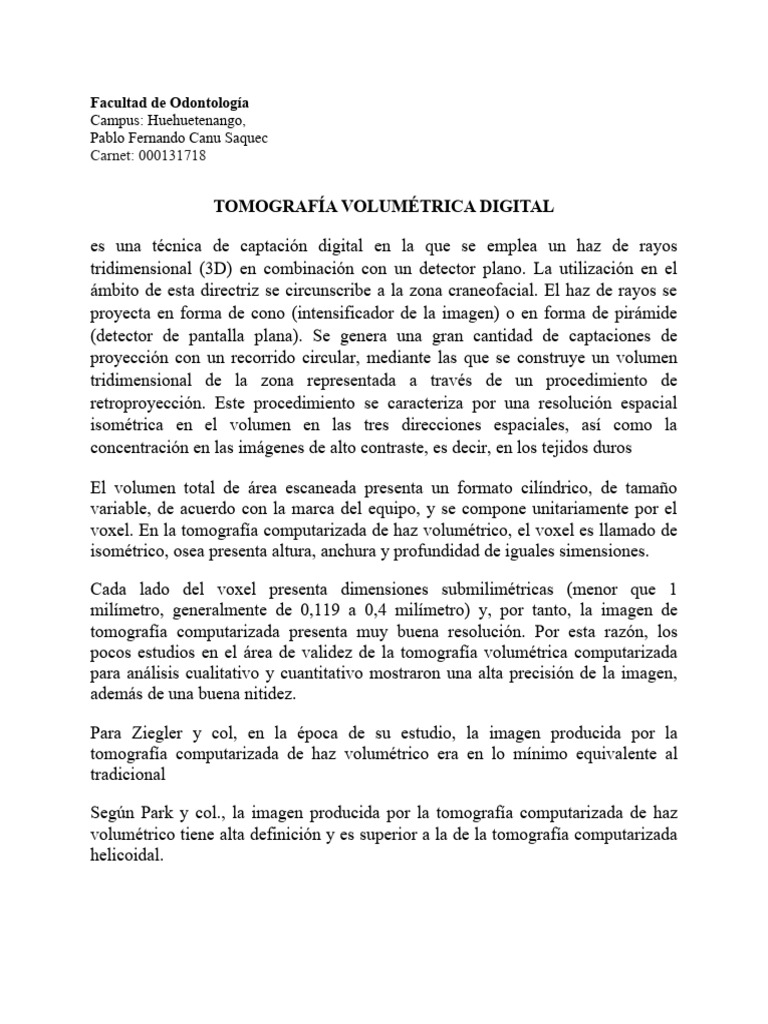 Tomografía Volumétrica en Odontología | PDF | Ct Scan | Radiología