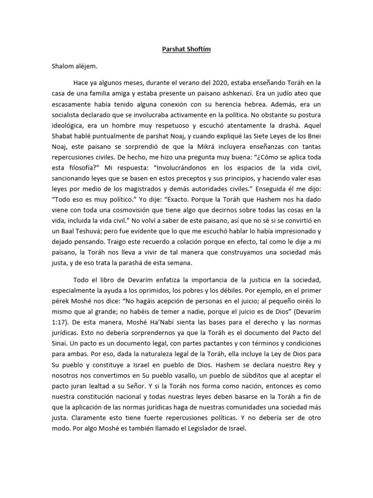 5 - Parshat Shoftím 2021 | PDF | Bautismo | Pecado