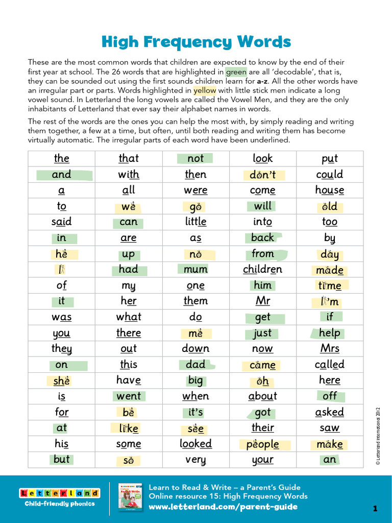 15 - High Frequency Words | PDF