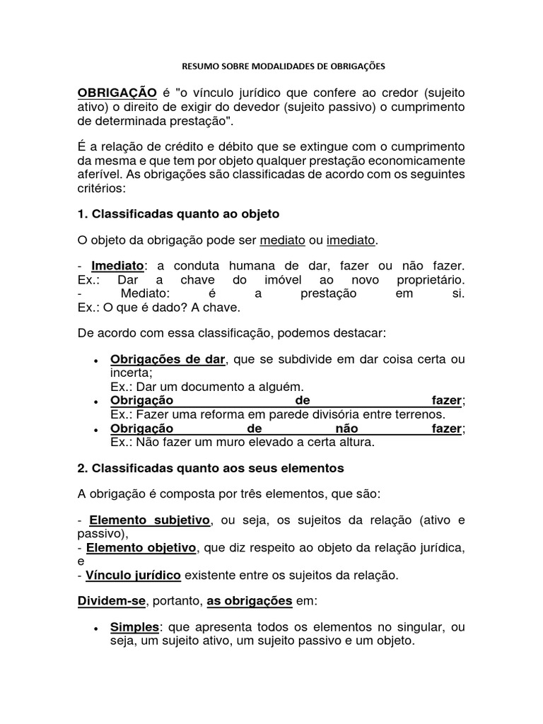 29-03-2022 - Aula Sobre Obrigações - Revisão | PDF 29-03-2022 - Aula Sobre Obrigações - Revisão | PDF