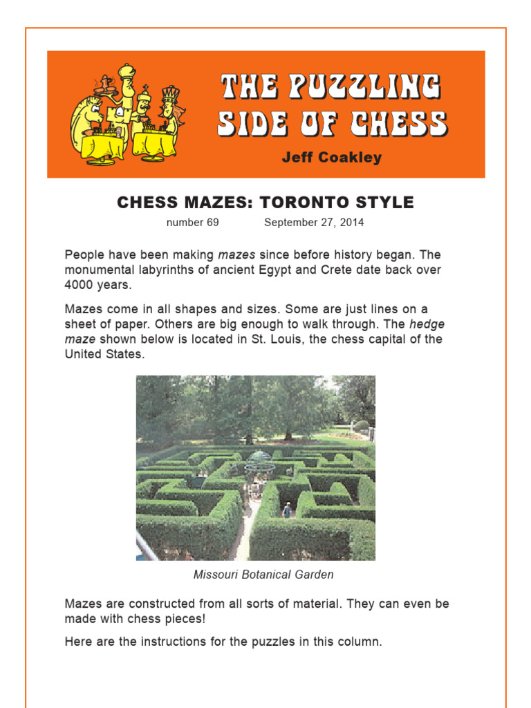 Puzzling Side 069 Chess Mazes Toronto Style | PDF | Chess | Maze