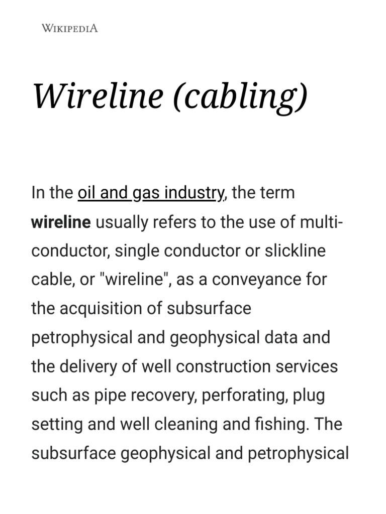 Wireline (Cabling) - Wikipedia | PDF