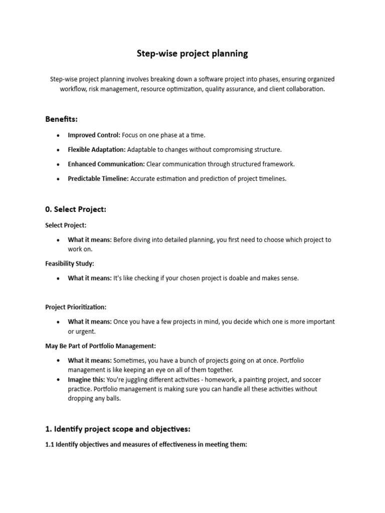 Step Wise Poject Planing | PDF